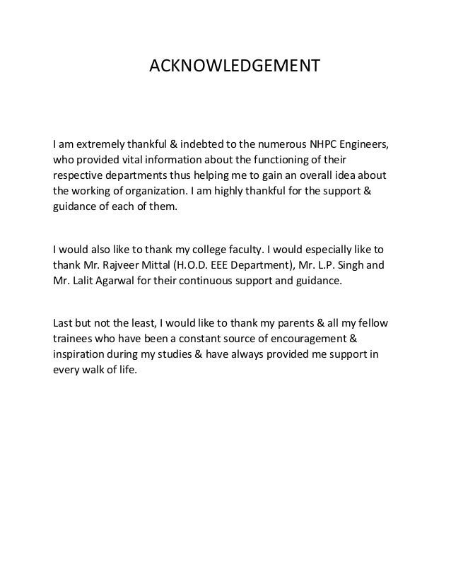 Field project report nhpc