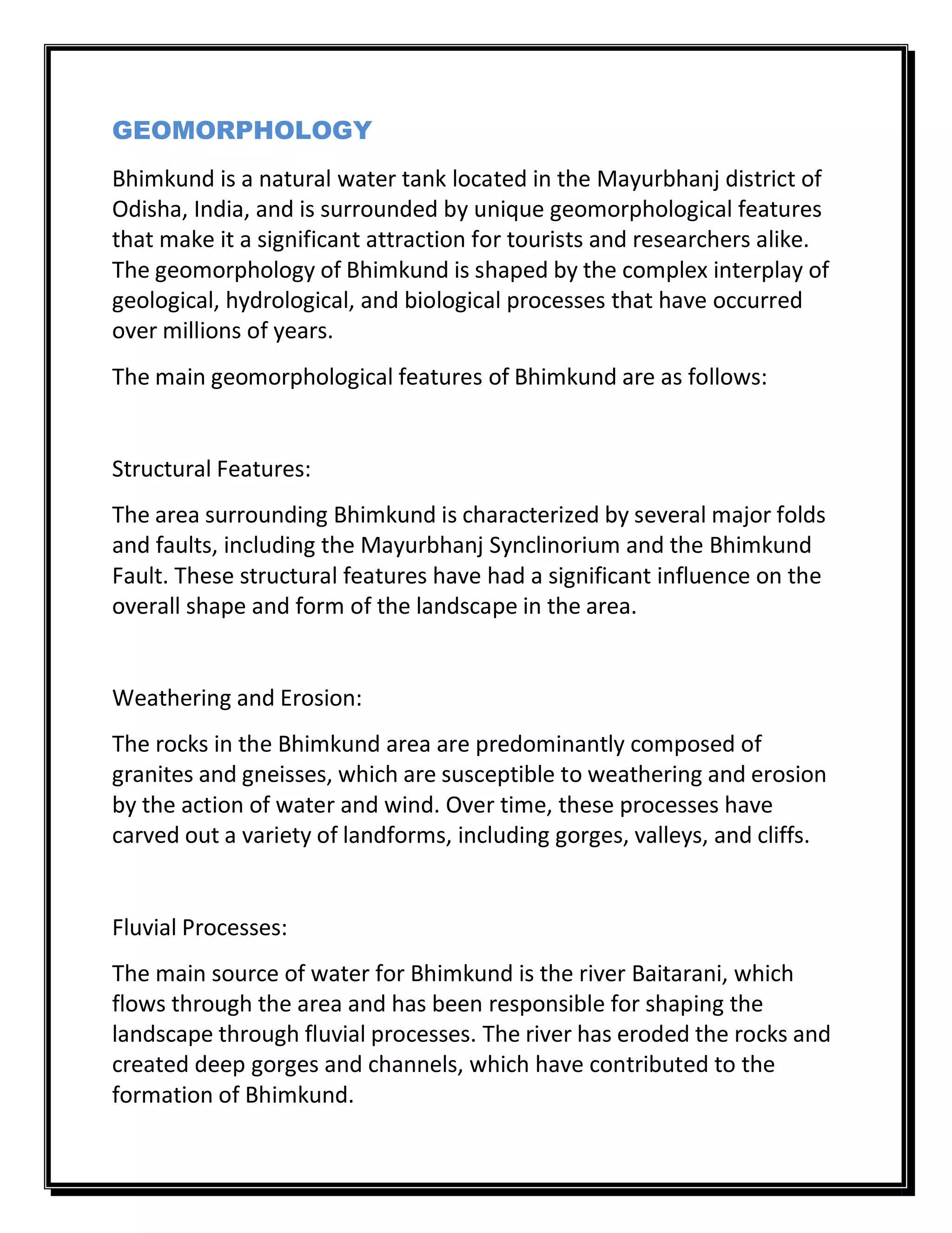 FIELD REPORT of bhimkund,hadagarh dam, Sanaghagara waterfall,Ghatagaon ...