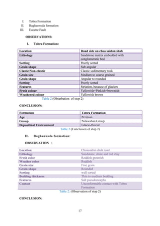 Geological Field report on Salt Range and Hazara Area | PDF