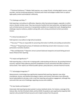 Field Reporting | Field Reporting in chennai | PDF