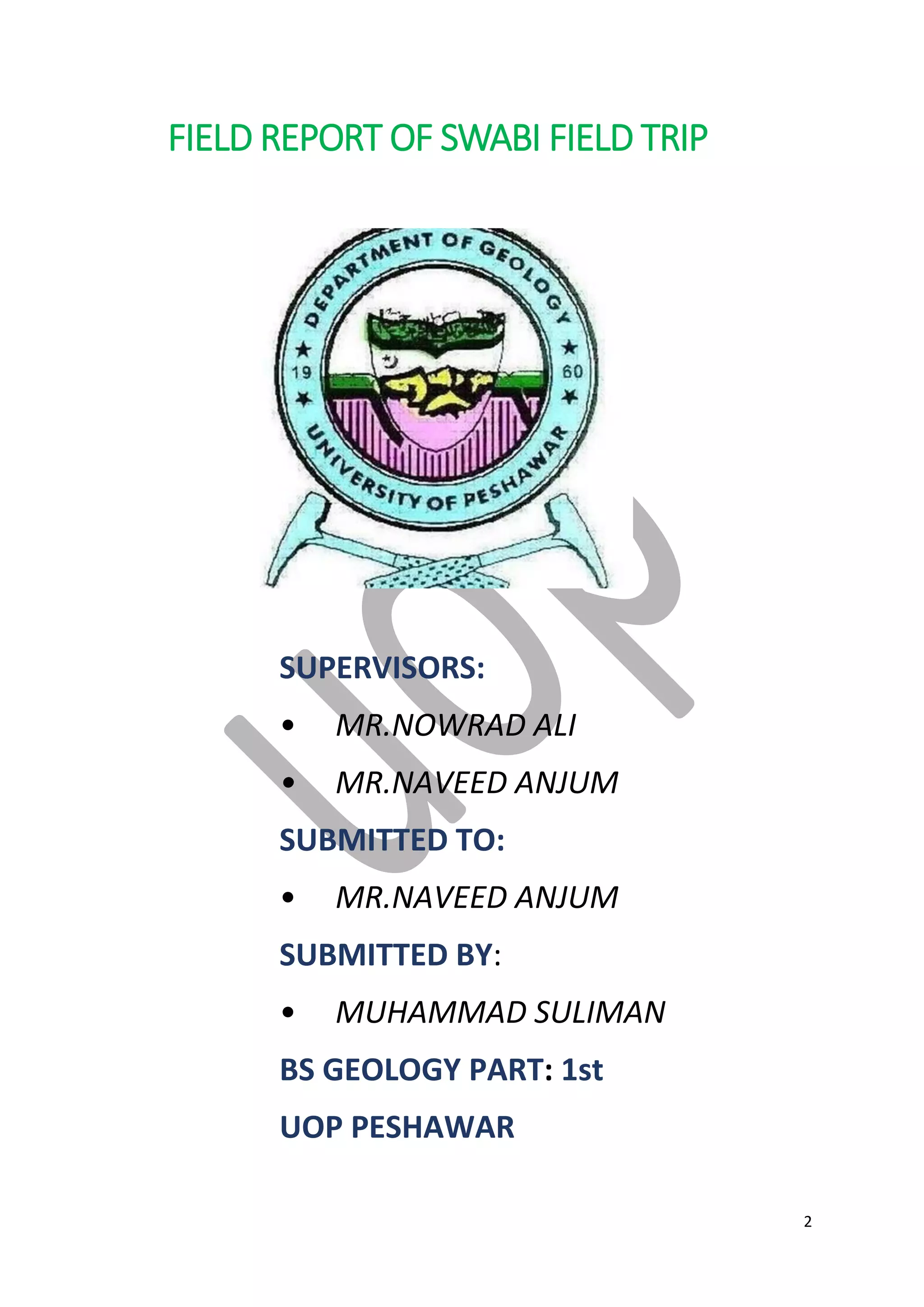 Field report of swabi area | PDF | Geology | Science