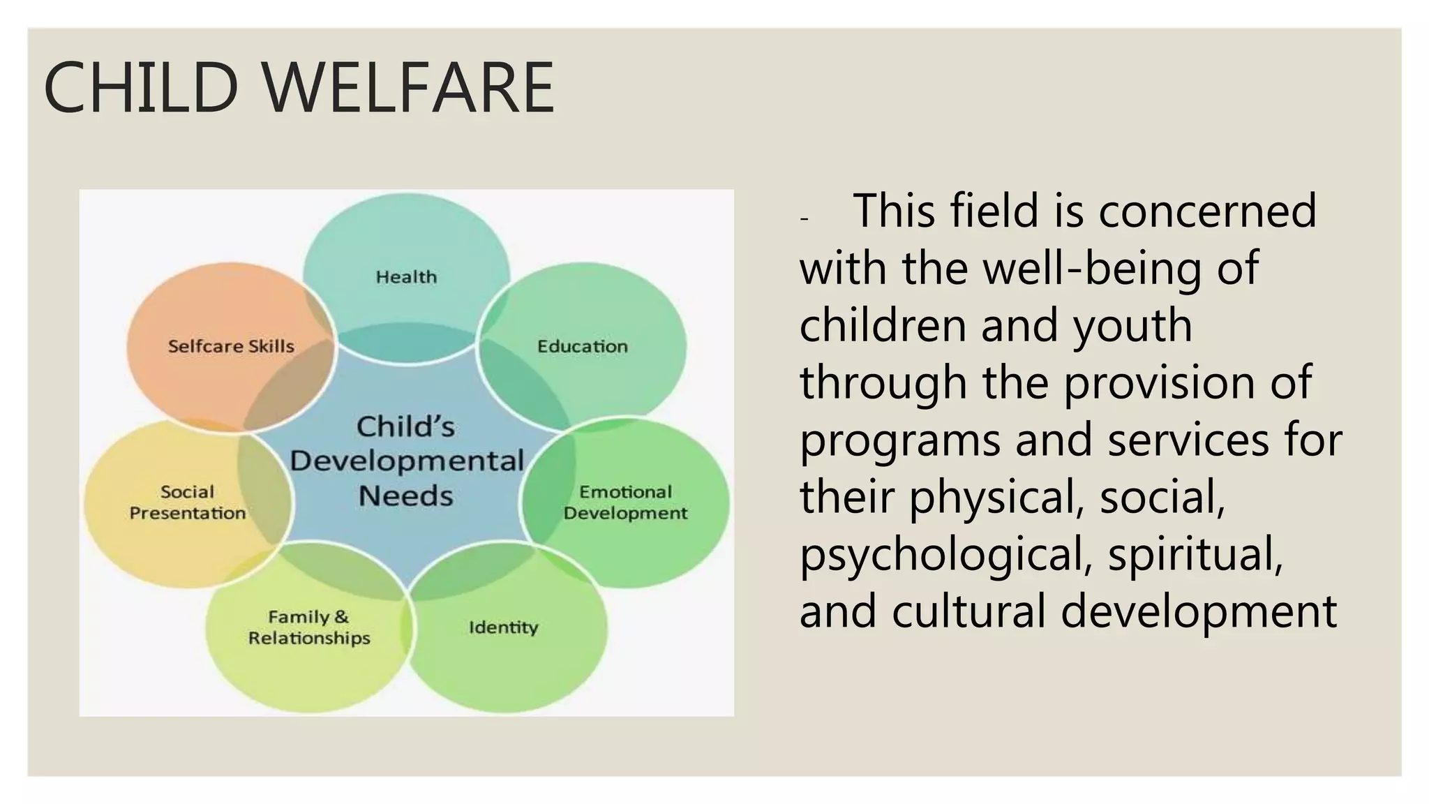 FIELDS OF SOCIAL WORK - CHILD WELFARE.pptx