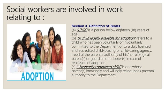 FIELDS OF SOCIAL WORK - CHILD WELFARE.pptx | Adoption and Fostering ...