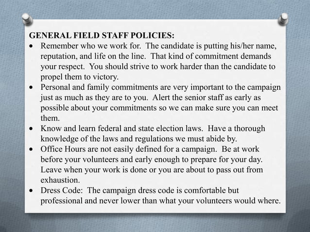 Political Campaign Field Staff Job Description | PPTX