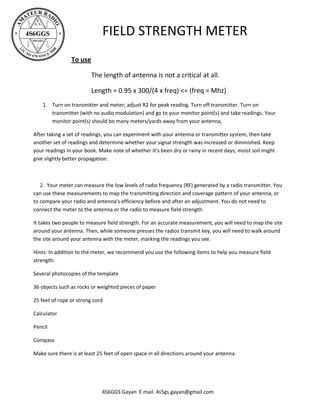 Field strength meter | PDF