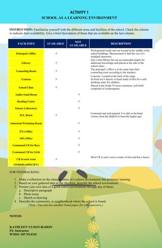 FS 1 Learners' Development and Environment | PDF