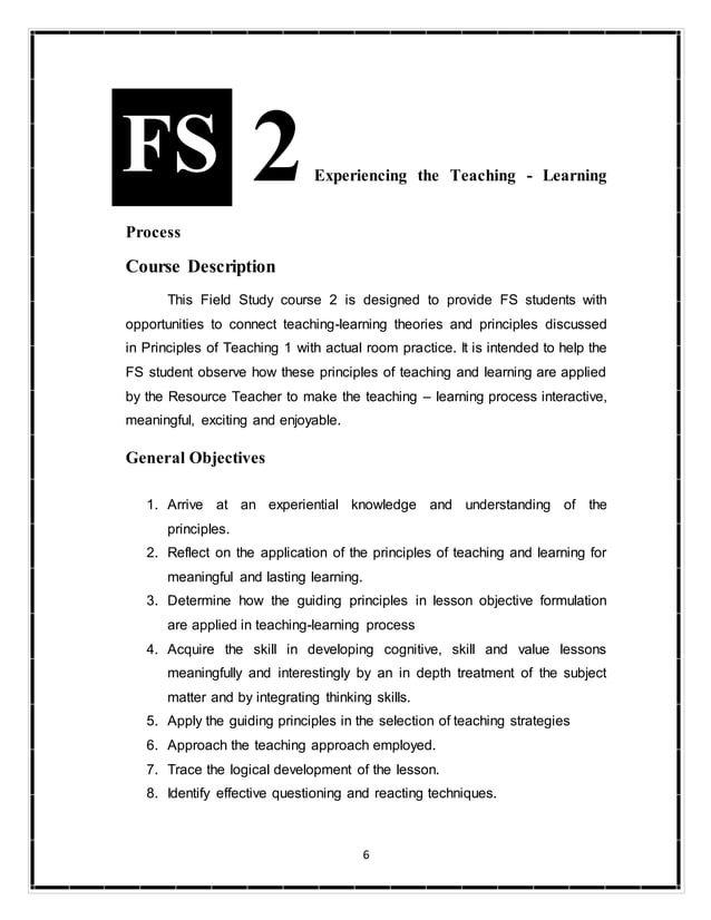 Field study 2 | DOCX | Professional School | Postgraduate Education