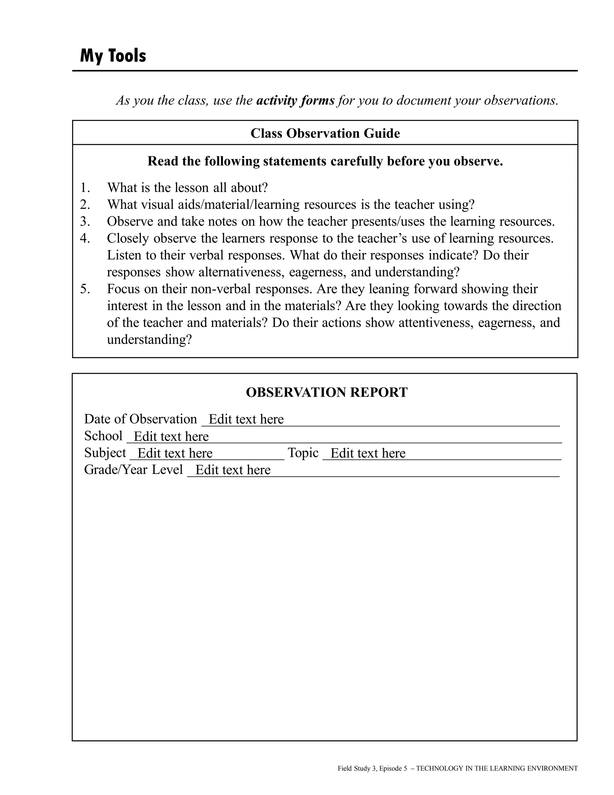 Field study 3 ep5 | PDF