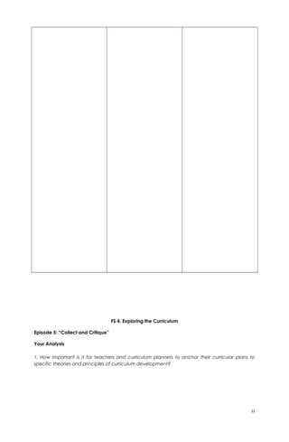 Field study 4: Exploring The Curriculum | DOC