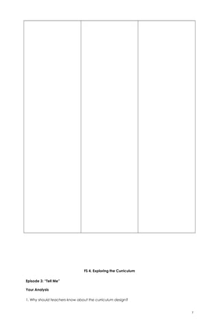 Field study 4: Exploring The Curriculum | DOC