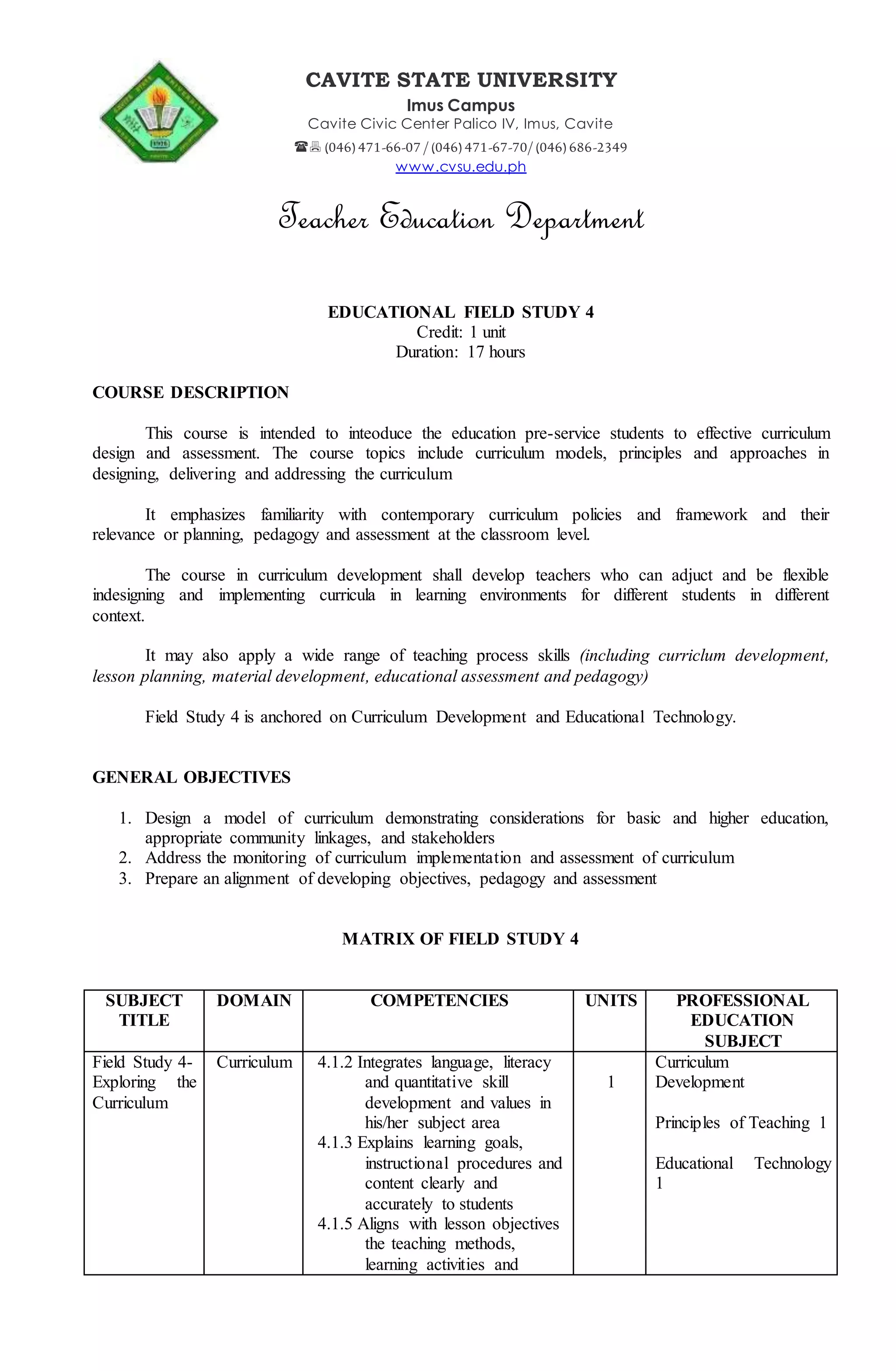 Field study 4 letter | DOCX