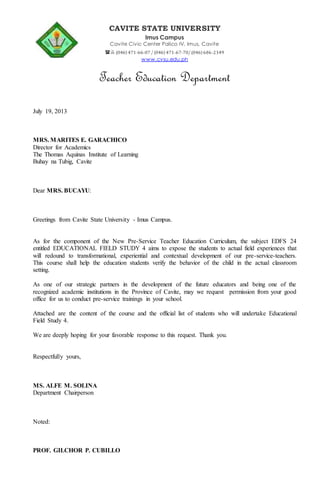 Field study 4 letter | DOCX