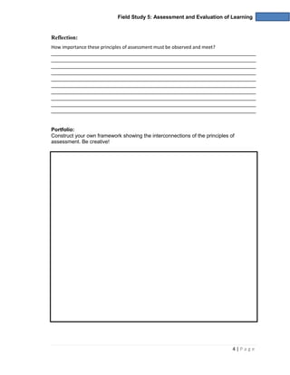 Field study 5 - Assessment and Evaluation of Learning | PDF