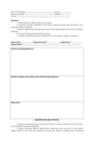 Field study 5: Learning Assessment Strategies | PDF