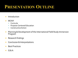 Delivering Quality Global Immersion in Graduate Business Program Practicum | PPT