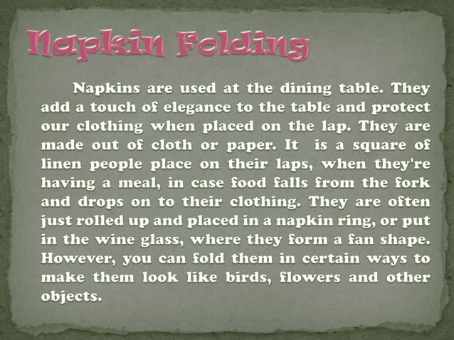 FS PPT Napkin Folding | PPT