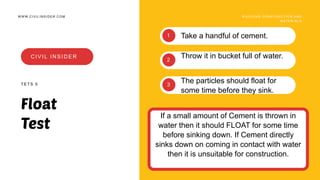 Field tests on cement- how and why. | PPTX