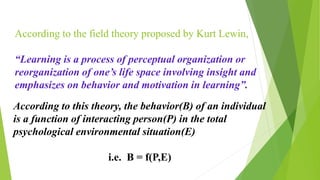 Kurt Lewin's Field theory of learning | PPTX