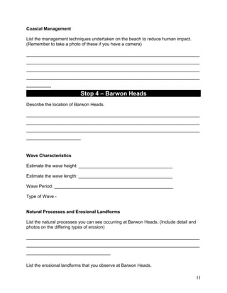 Coastal Fieldwork Booklet | DOC