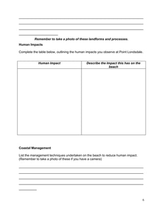 Coastal Fieldwork Booklet | DOC