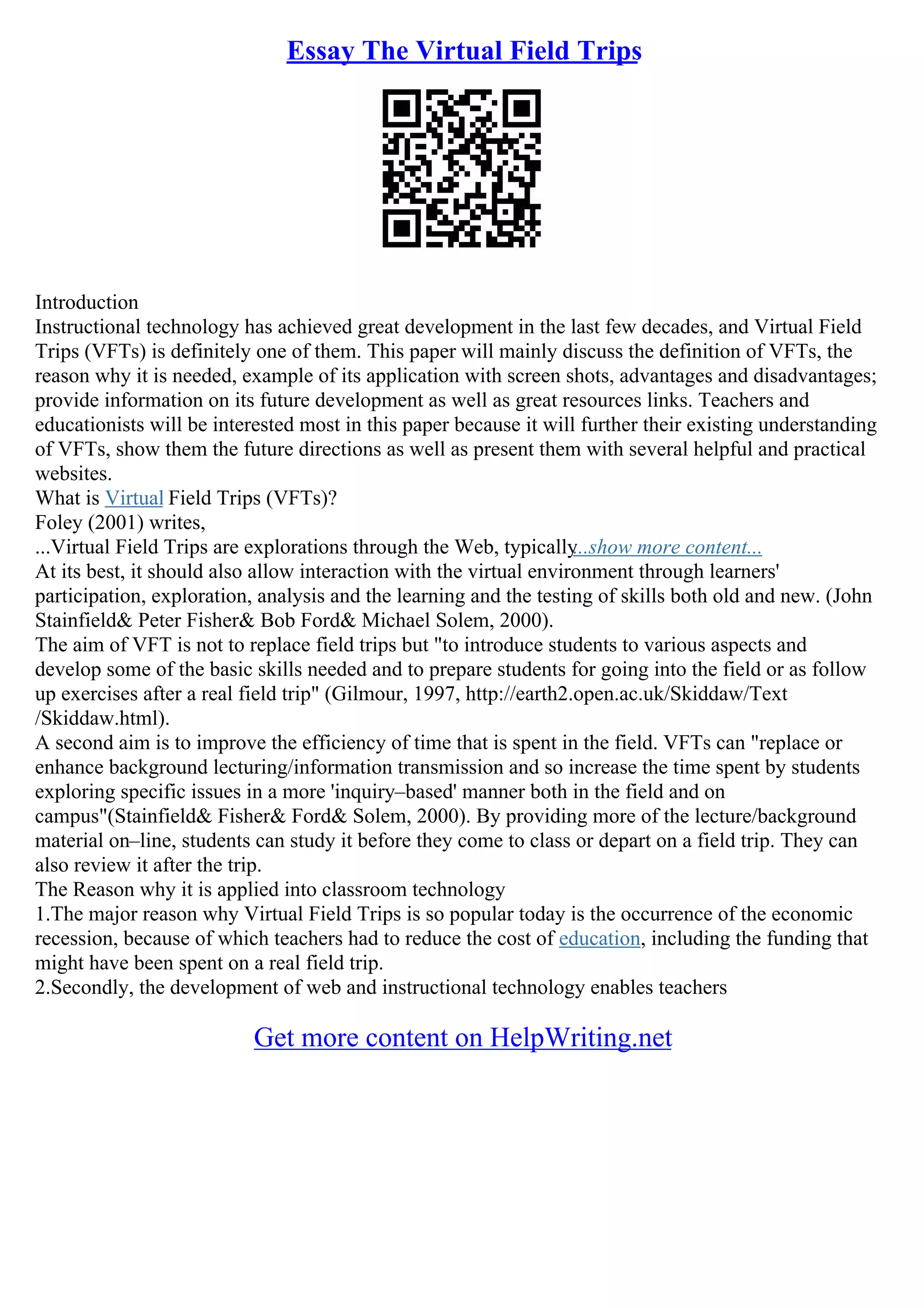 Field Trip Essay | PDF