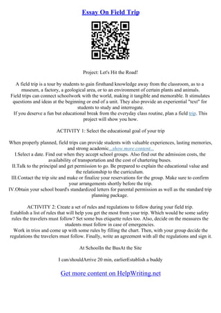 Field Trip Essay | PDF | Online Education | Education
