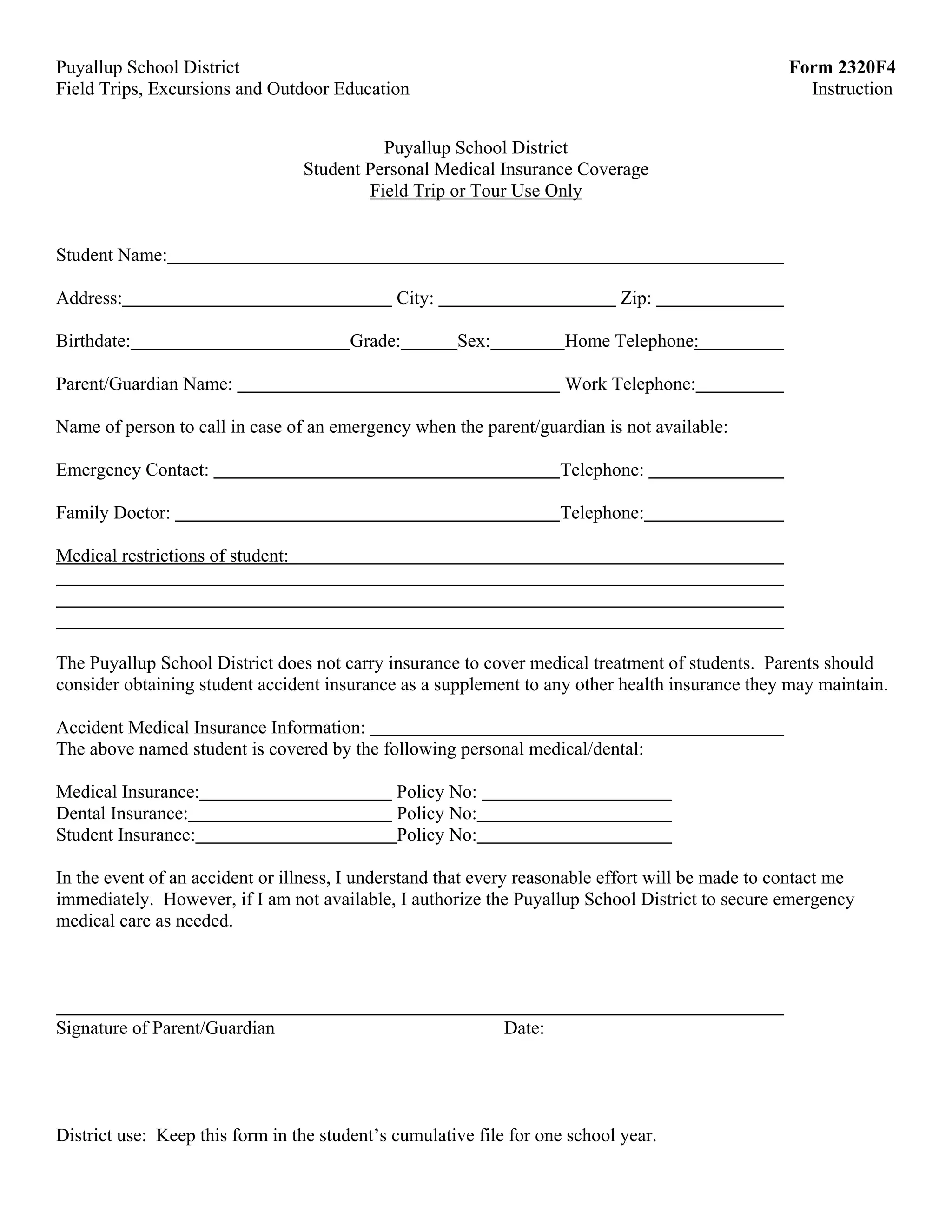 Field Trip Forms | PDF