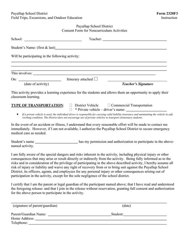 Field Trip Forms | PDF | Education