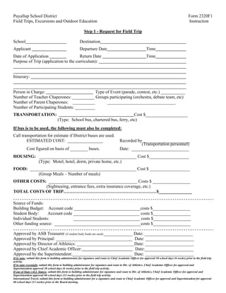 High School Field Trip Permission Slip