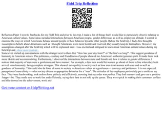 Field Trip Reflection | PDF