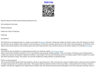 Field Trip Reflection | PDF