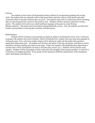 Field trip to prairie and poem lesson | PDF