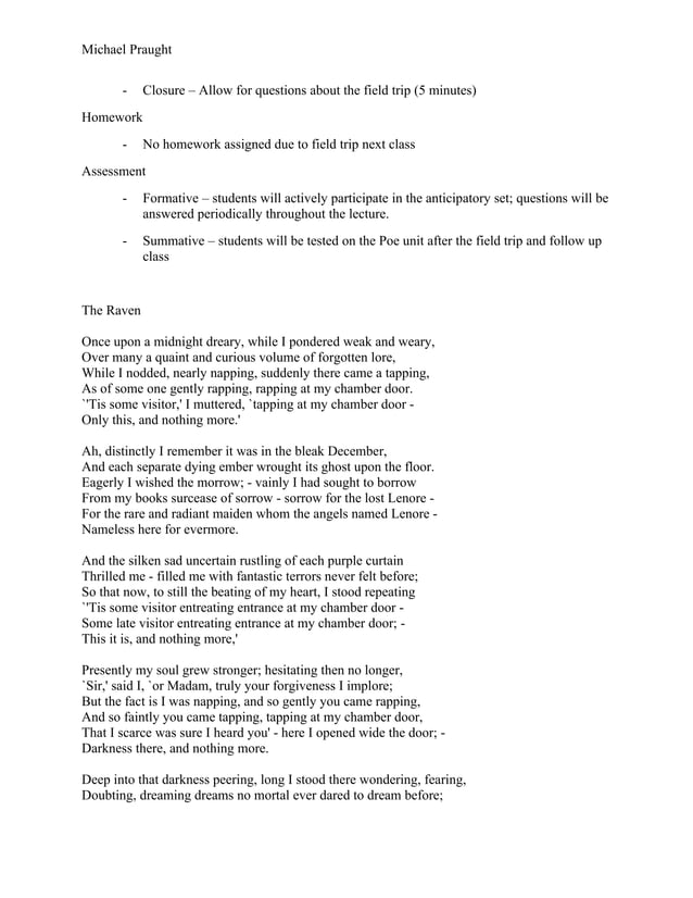 Poe Presentation Lesson Plan | DOC