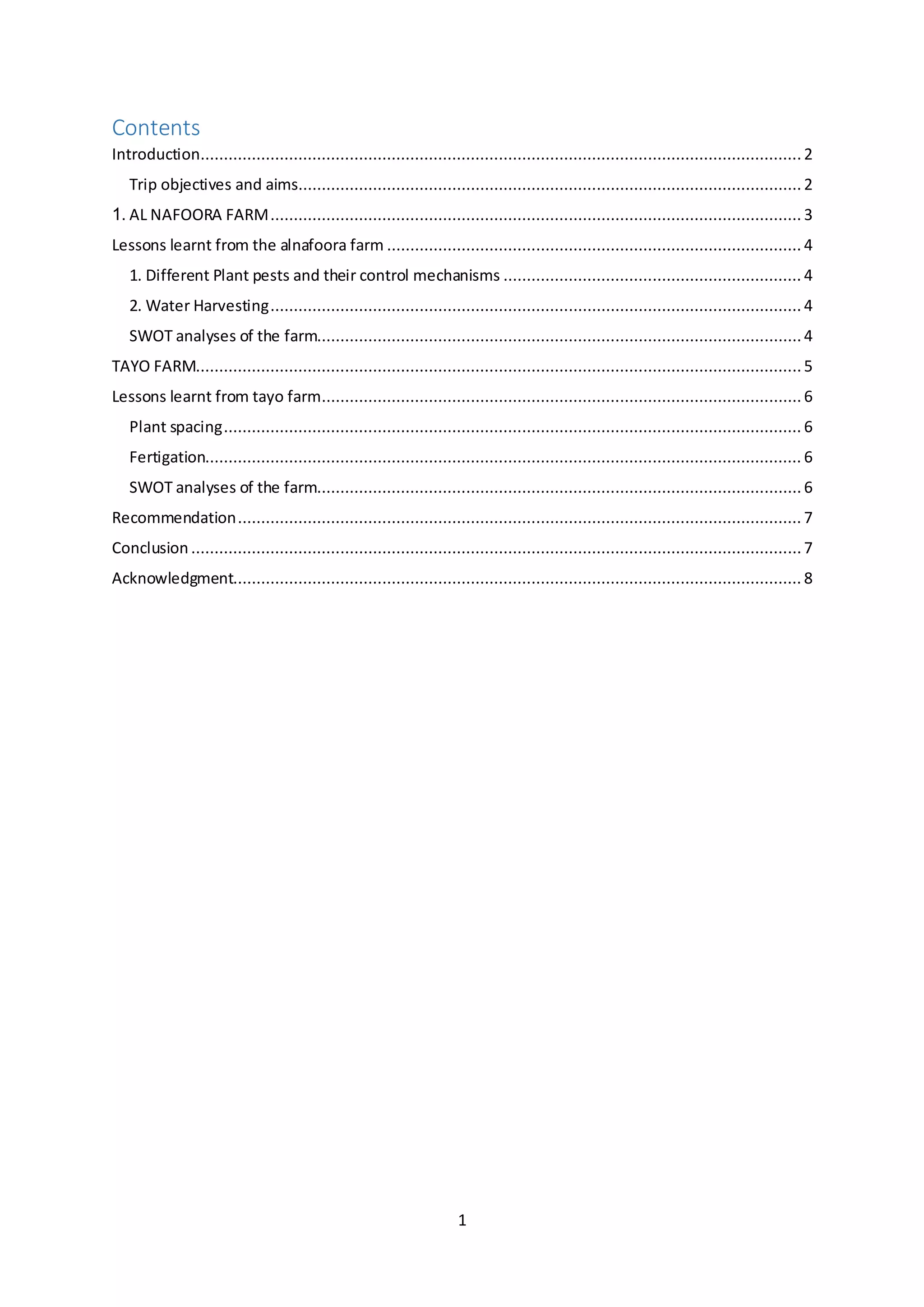 agriculture Field visit report | DOCX