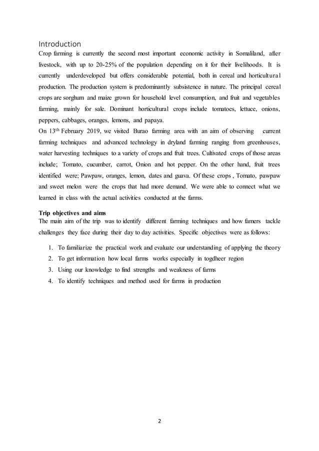 agriculture Field visit report | DOCX