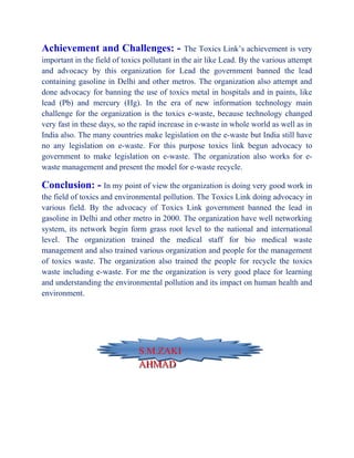 Field visit report of organization toxics link | DOC