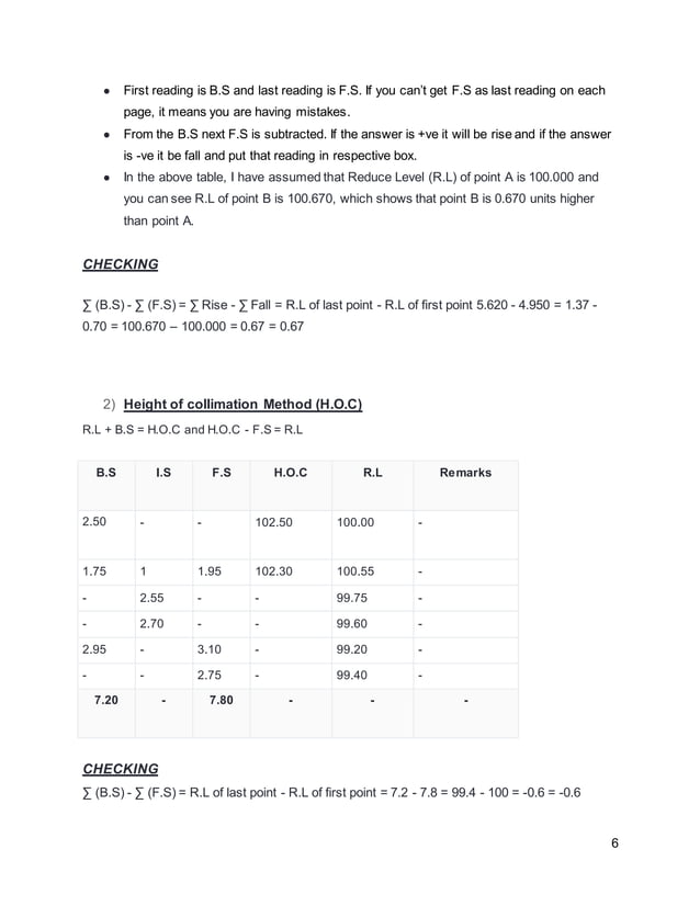Site survey Fieldwork1 (levelling) | DOCX | Physics | Science