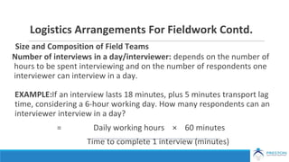 Fieldwork logistics for data collection | PPTX
