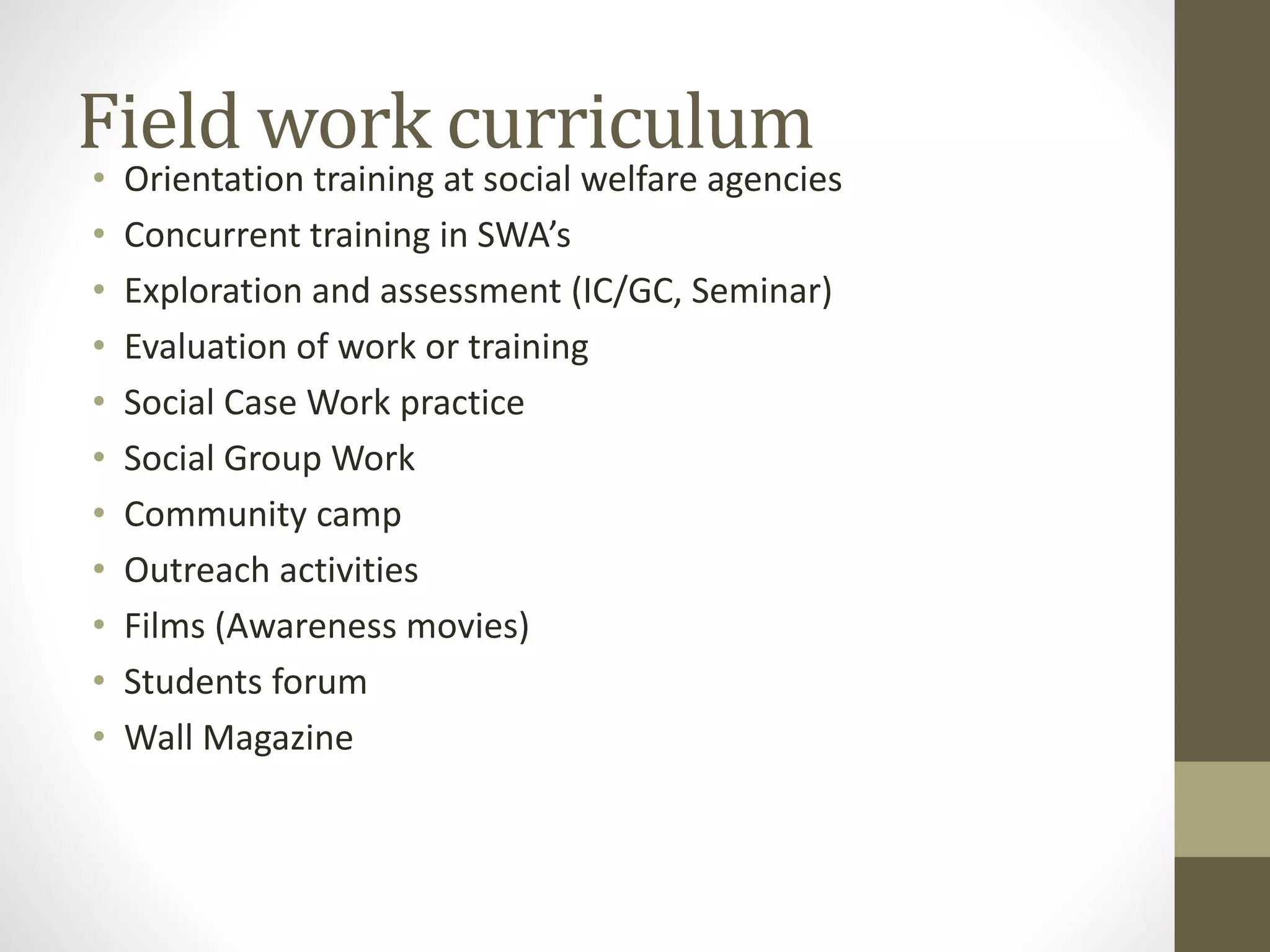 Field work practice in social work | PPTX