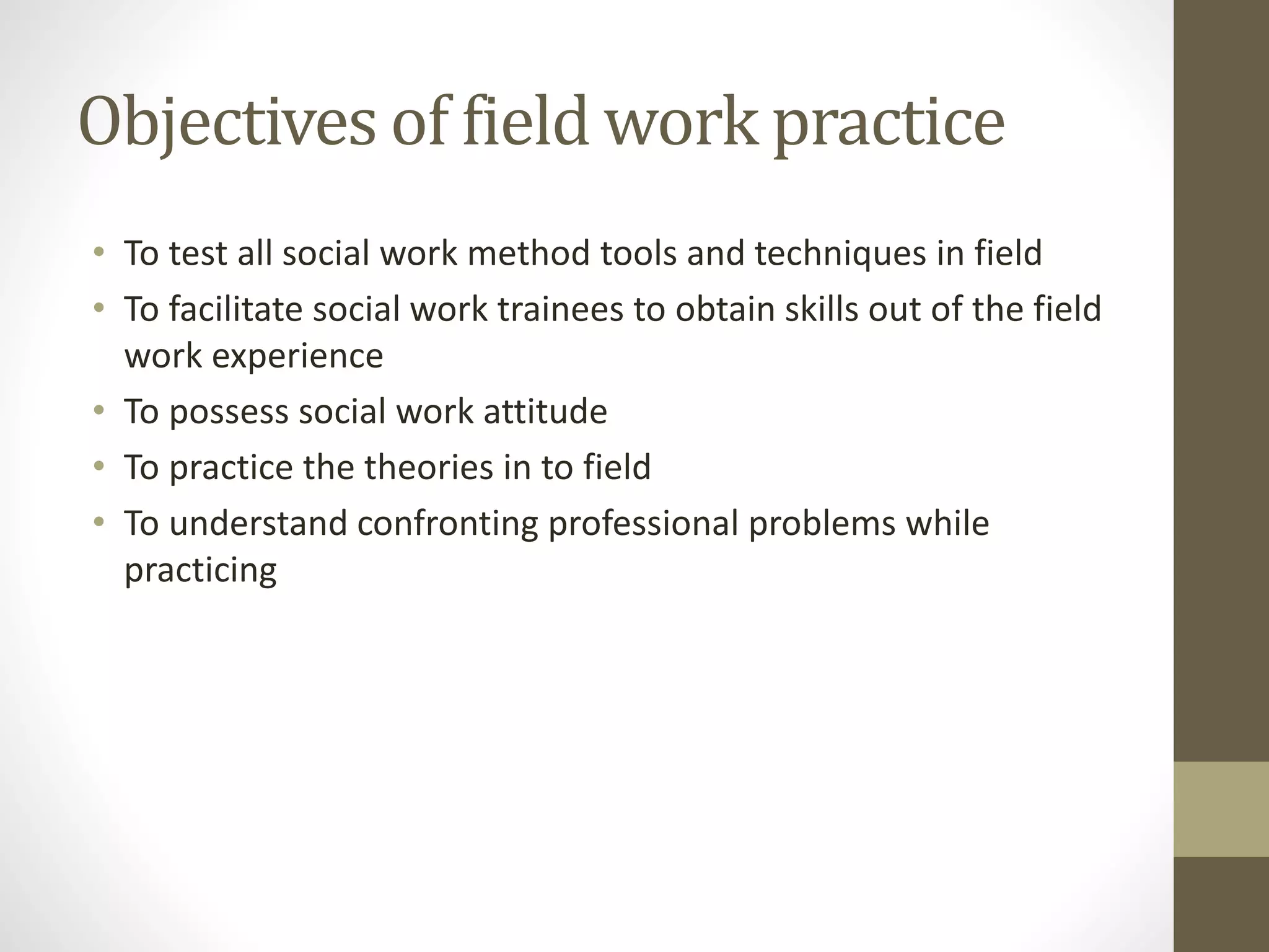 Field work practice in social work | PPTX