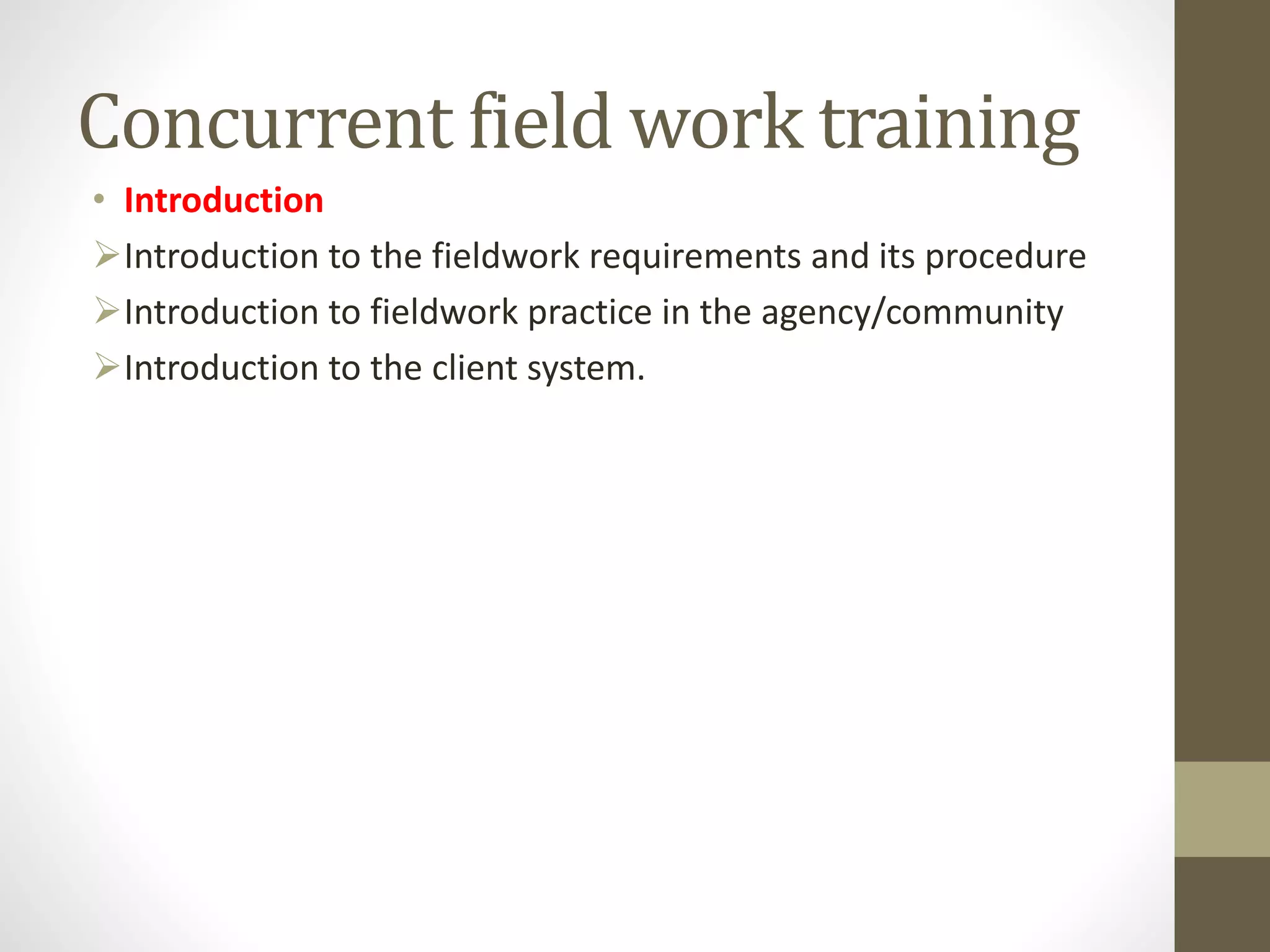 Field work practice in social work | PPTX