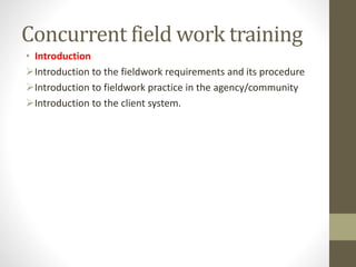 Field work practice in social work | PPTX