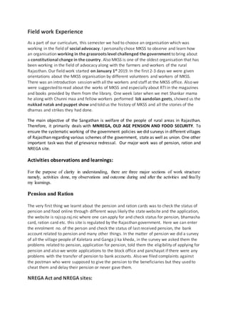 Field work report mkss | DOCX