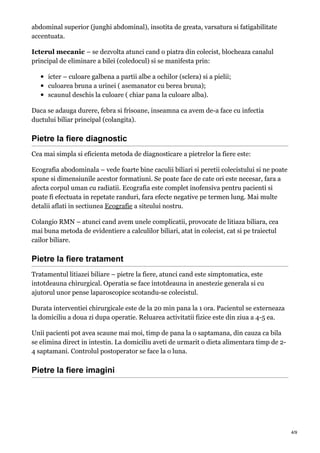 Pietre la fiere tratament – Cauze, simptome, complicatii | PDF