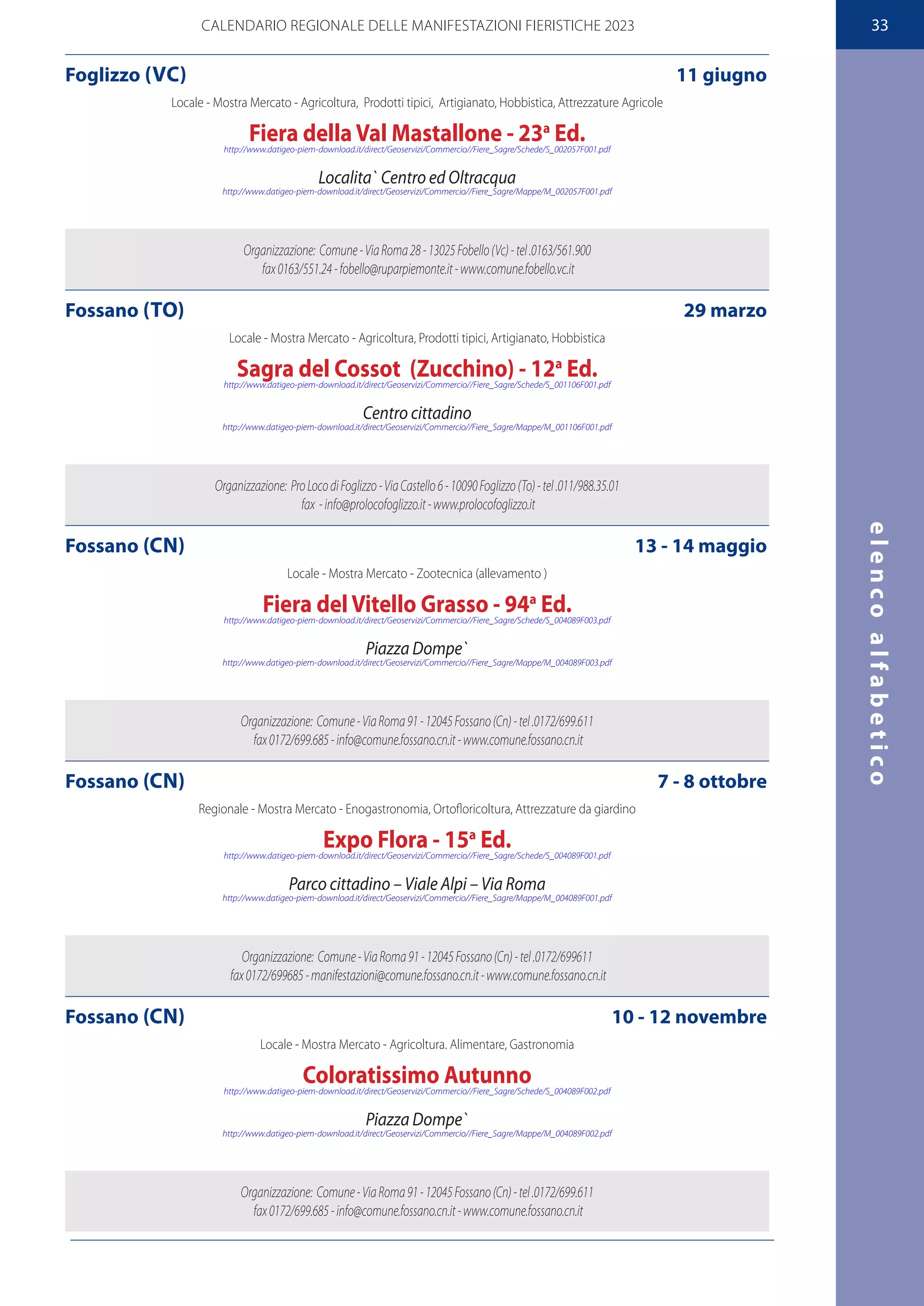 Fiere e Sagre del Piemonte 2023 | PDF