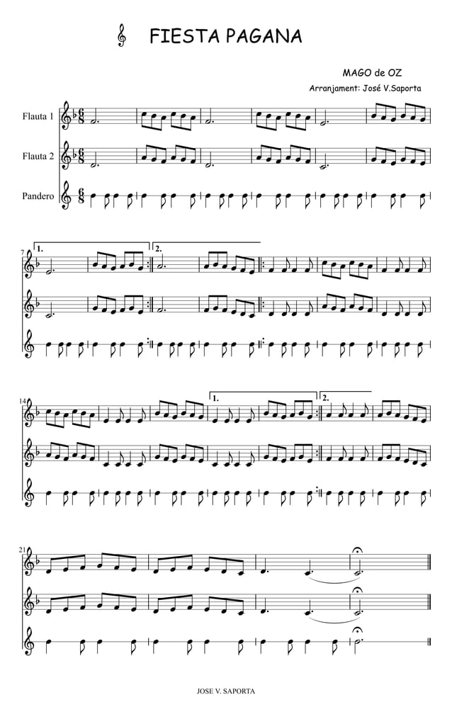 FIESTA PAGANA DE MAGO DE OZ (2 voces) | PDF