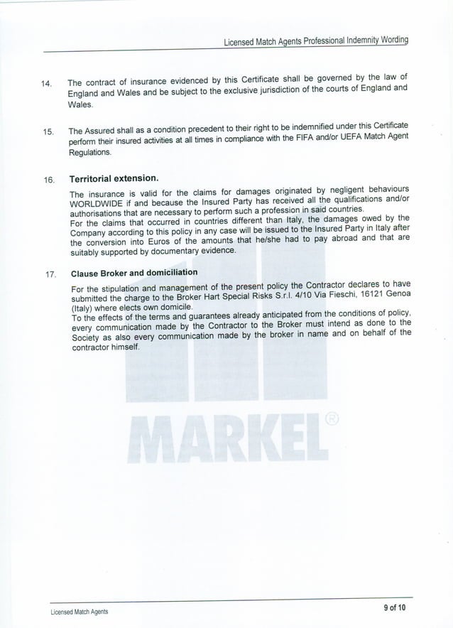 Fifa uefa match agent - wording | PDF