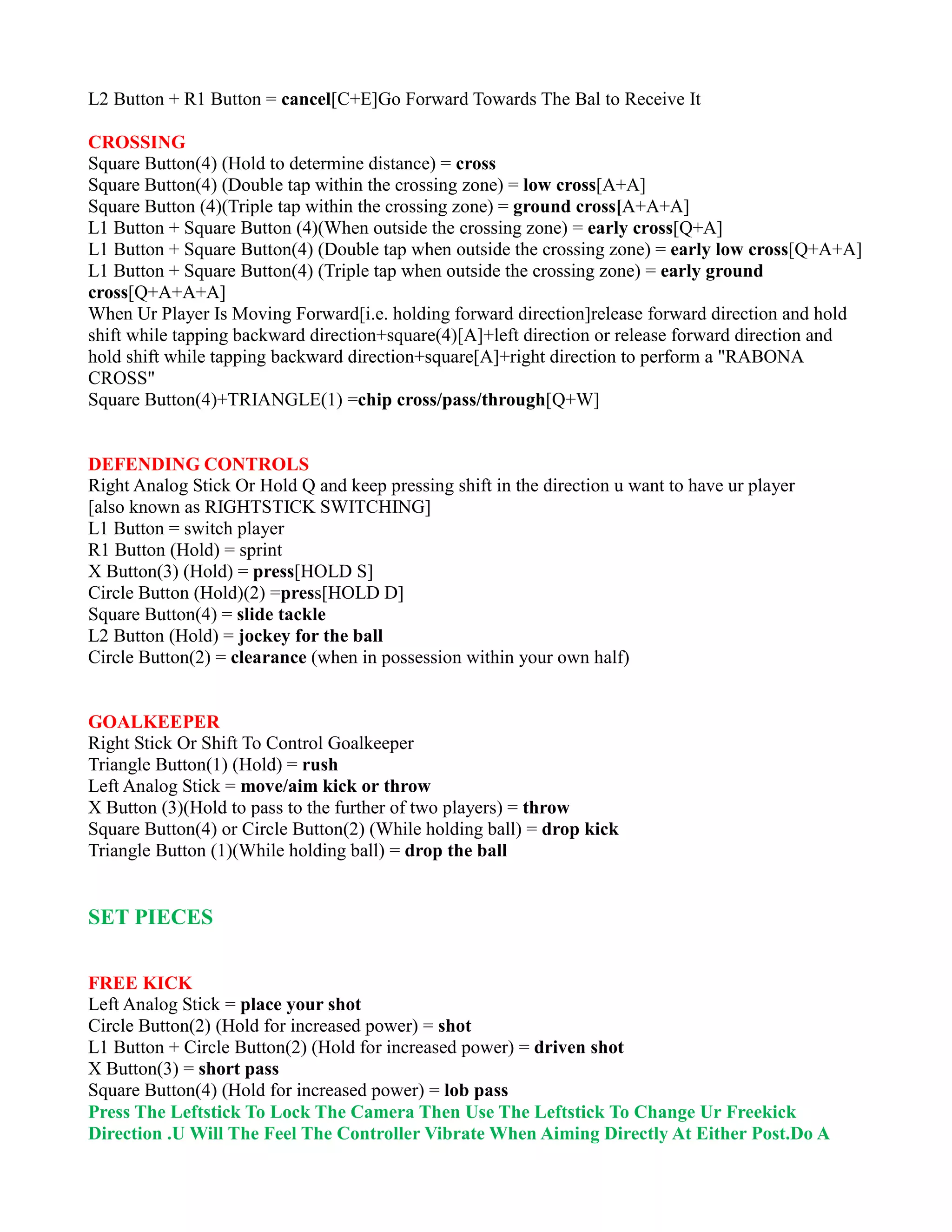 Fifa08 ctrls | PDF | Racing Video Games | Video Game Genres