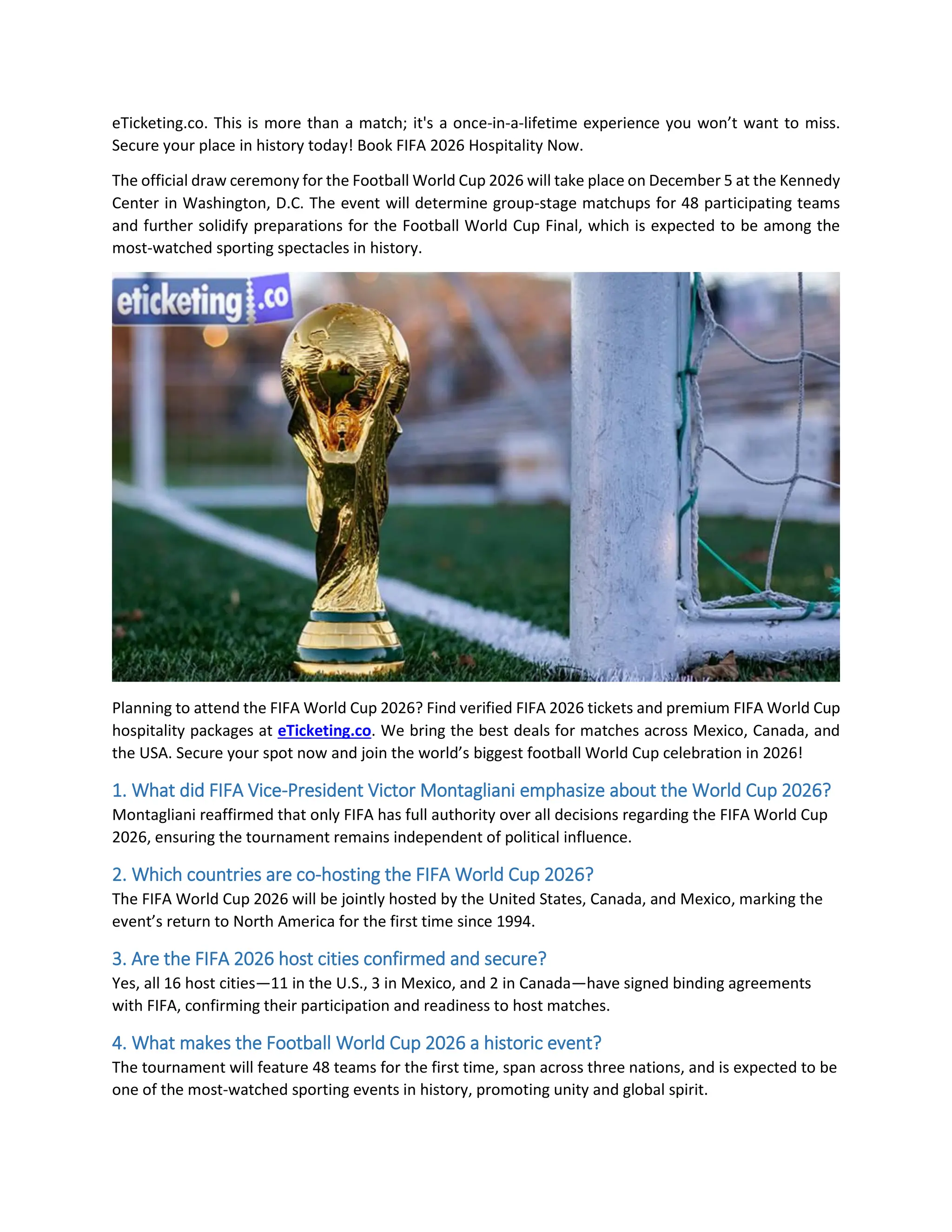 FIFA 2026 Tickets FIFA Vice President Reaffirms Global Unity and ...