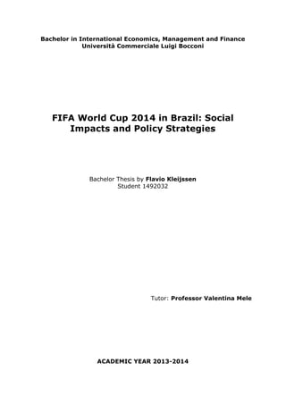 FIFA World Cup 2014: Social Impacts and Policy Strategies | PDF